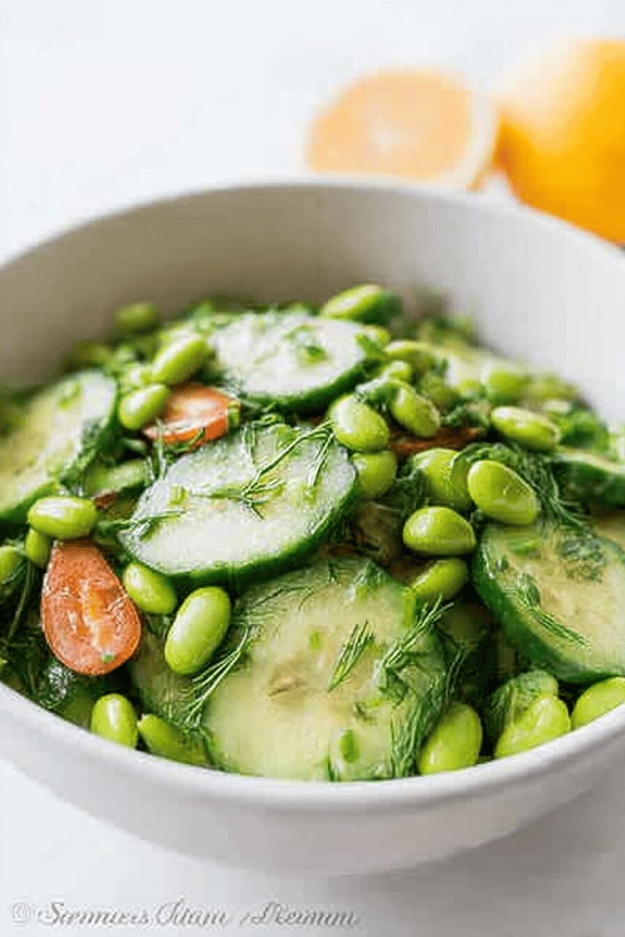 Cucumber Edamame Salad Recipe With Fresh Herbs And Tangy Dressing